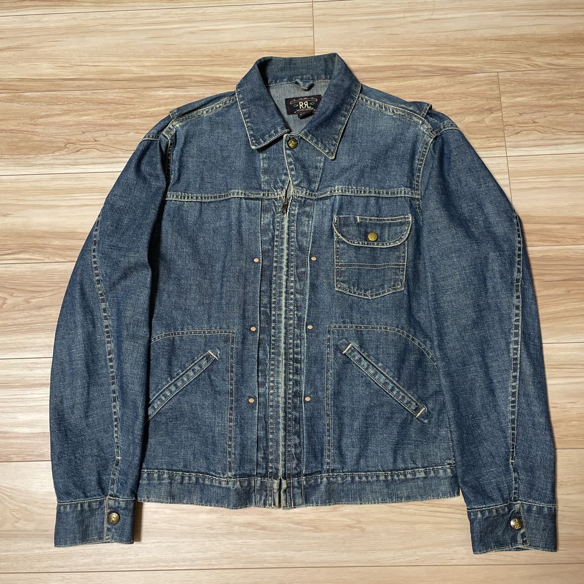 【やや傷や汚れあり】USA製 90s RRLデニム ジャケット 初期 三つ星 タグ ビンテージ ジップ ポロ ラルフローレン Gジャン ラングラー 11MWZ ビッグサイズの落札情報詳細 ...