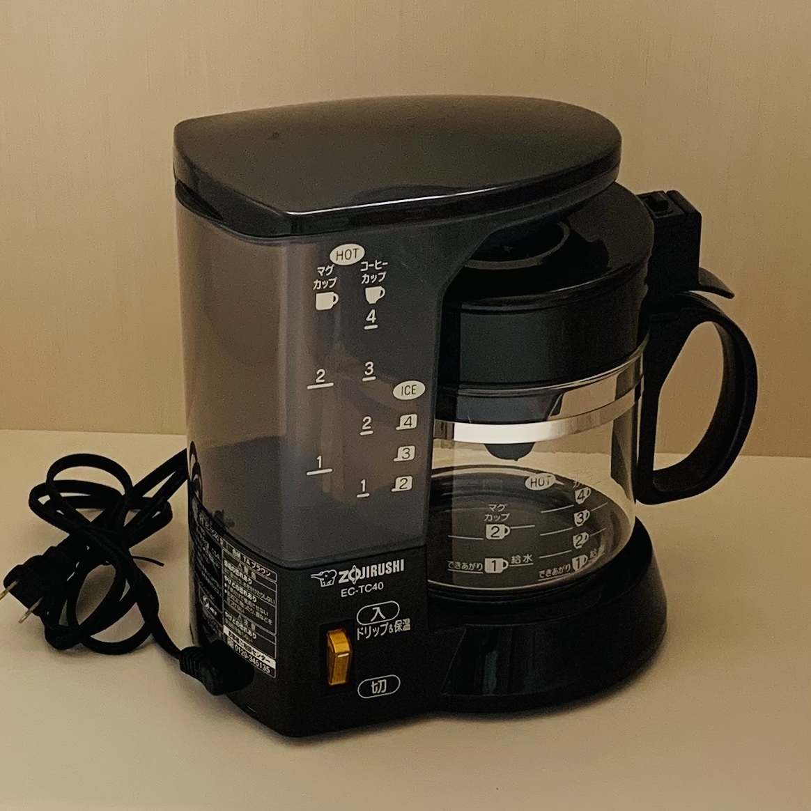 【未使用に近い】 ZOJIRUSHI Coffee Maker 珈琲通 EC-TC40-TA ブラウン（象印 コーヒーメーカー 浄水 4杯）の落札情報詳細 - ヤフオク落札価格検索 オークフリー