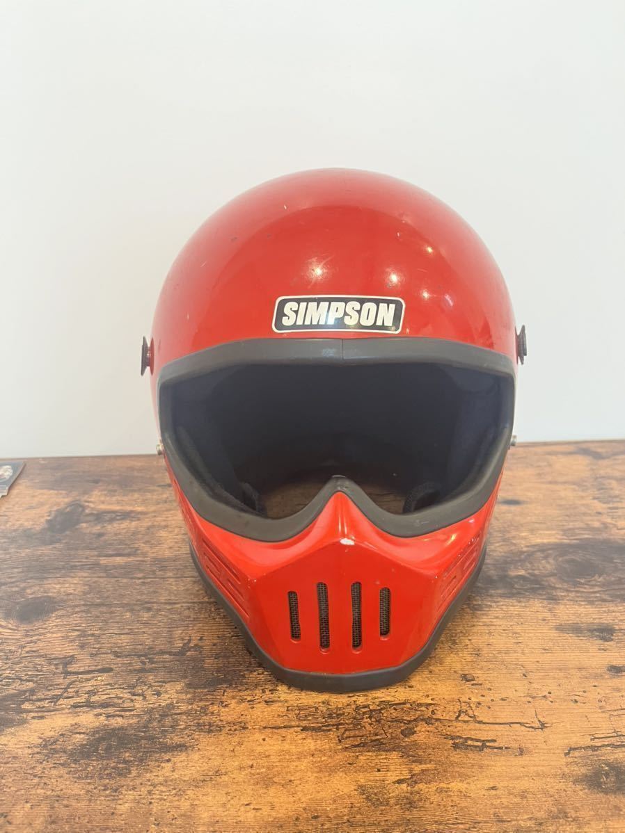 【傷や汚れあり】当時物 70s SIMPSON M30 赤 7 1/8 M L フルフェイス ビンテージ ヘルメット 70年代 シンプソン ...