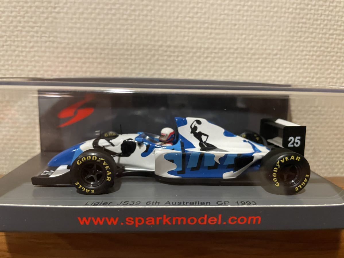 【未使用に近い】激レアspark1/43LigierJS39 6thオーストラリア GP1993M.ブランドルリジェ・ルノー ヒューゴ ...