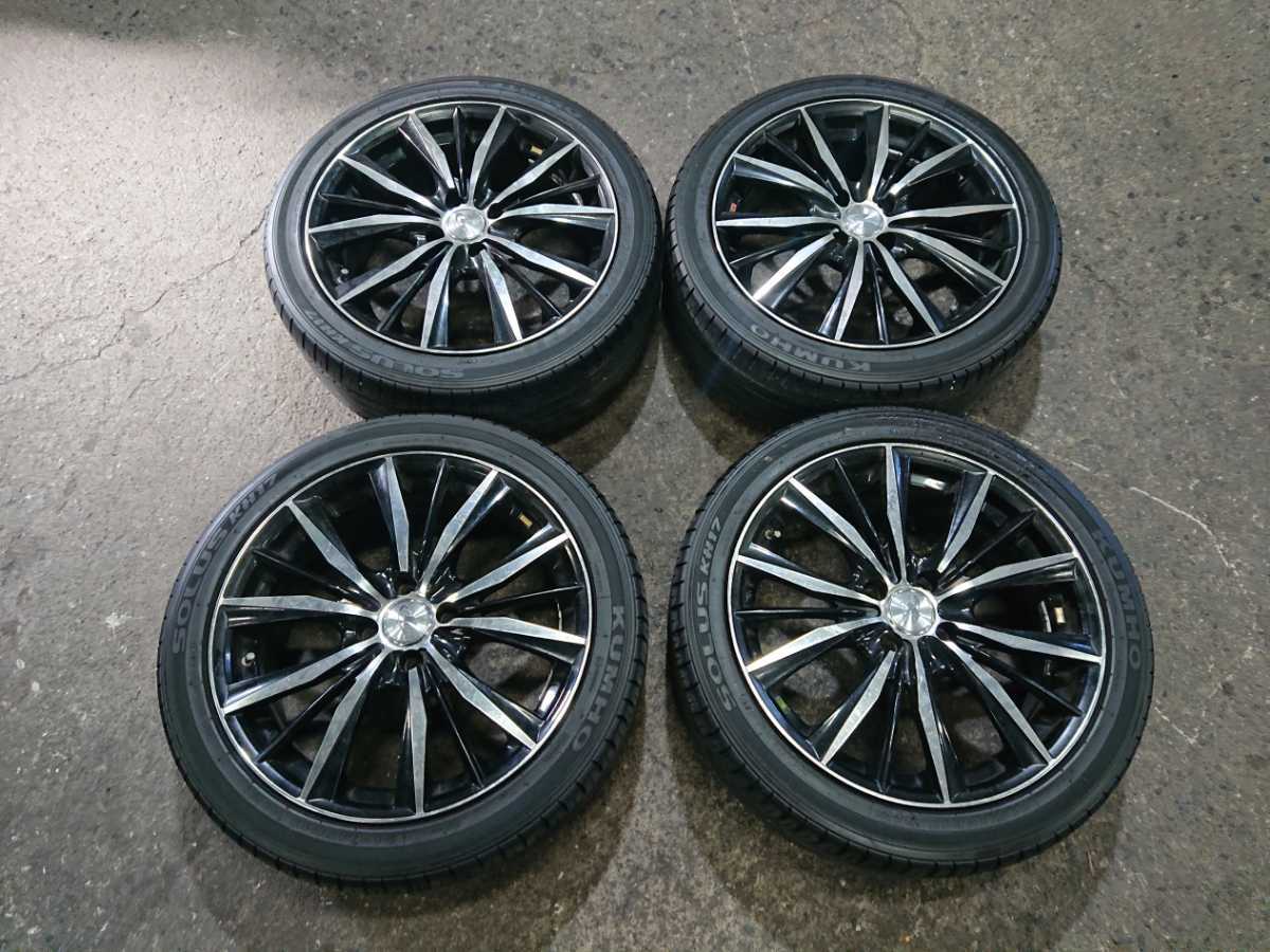 【やや傷や汚れあり】★H228【Weds レオニス】17インチ 7J +45 ハブ73 PCD100 M14対応 4本 215/45R17 ミニクーパー R53 R50 R56 アクア ...