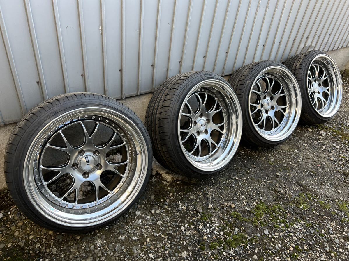 【やや傷や汚れあり】SSR プロフェッサー MS3 19インチ シルバー 深リム 114.3 9.5 ＋5 10.5J ＋18 バリ溝タイヤ付き4本セット 215 35 19 235 35 ...