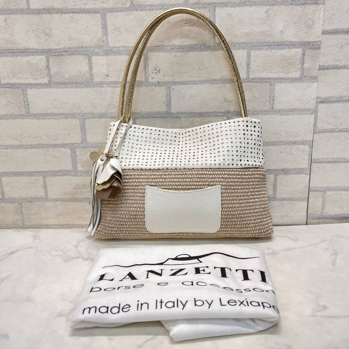 【目立った傷や汚れなし】極美品 ランゼッティ LANZETTI 本革 レザー ハンド バッグ レディース 白 ベージュの落札情報詳細 ...