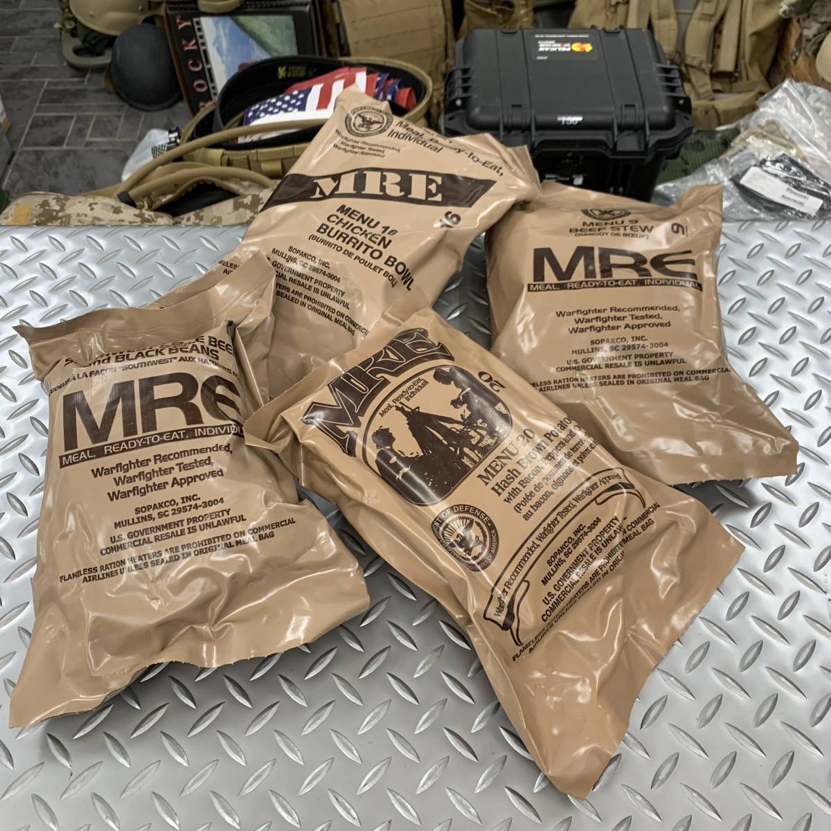 【未使用】米軍放出 MRE/SOPAKCO MealReadyToEat レーション 2022検品/4個セットの落札情報詳細 - ヤフオク落札価格検索 オークフリー