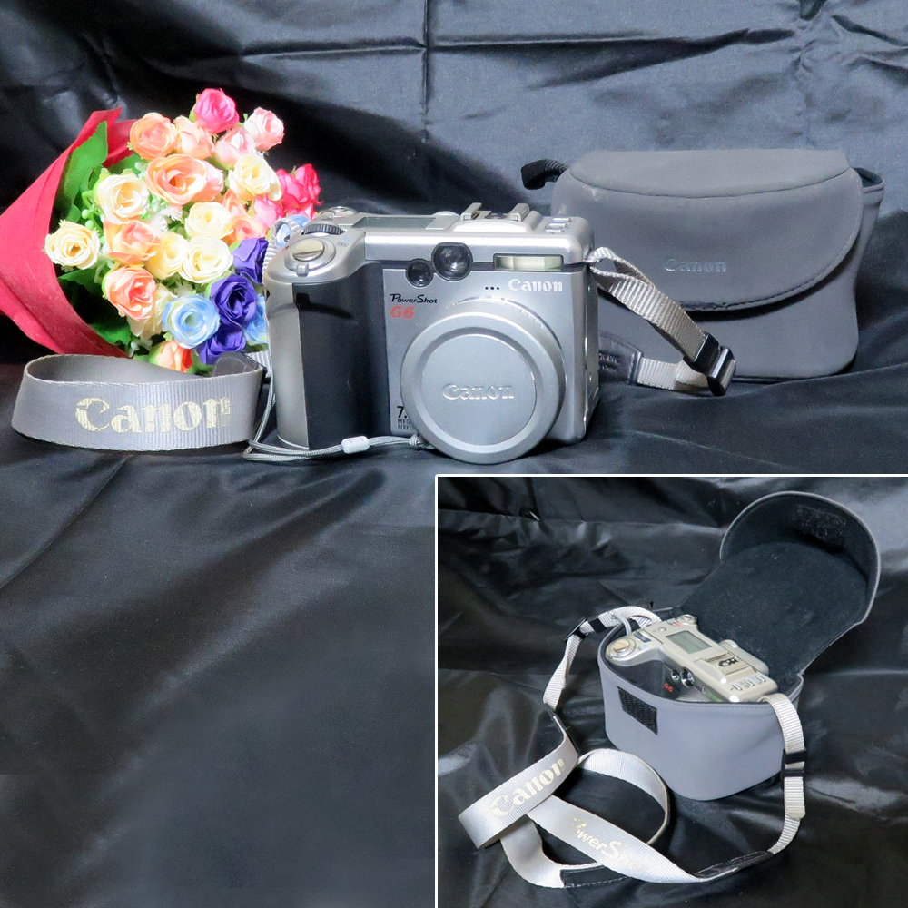 【目立った傷や汚れなし】CANON デジタルカメラ POWER SHOT G6 キヤノン PC1089 4倍光学ズーム 7.1MP 充電器 ...