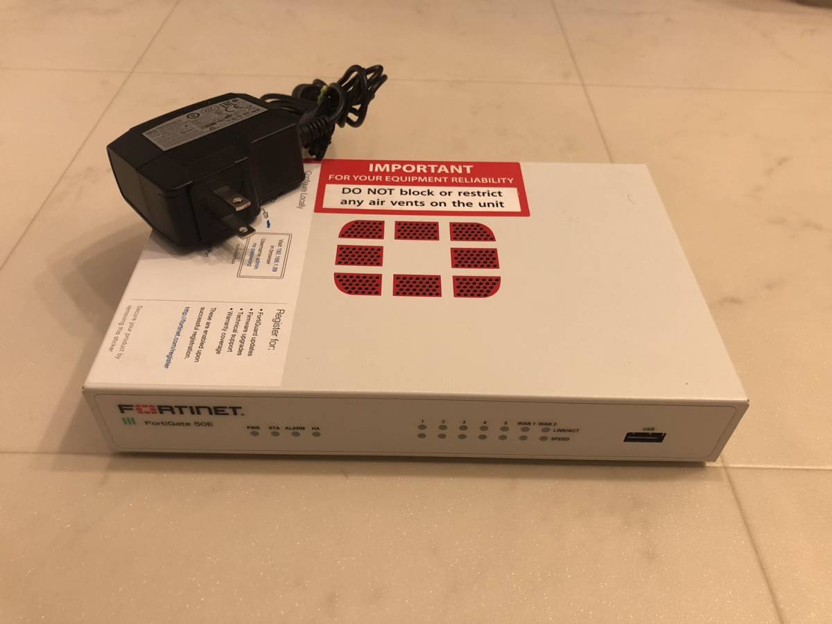 【目立った傷や汚れなし】ライセンス期限:2025/08/13 FORTINET/UTM FortiGate-50E ファームウェア：v6.2. ...