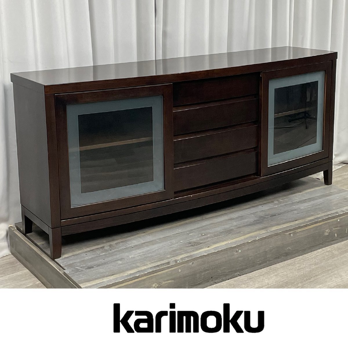 【目立った傷や汚れなし】GN74 カリモク HUシリーズ W162cm サイドボード / karimoku モダン リビングボード / 神奈川 ...