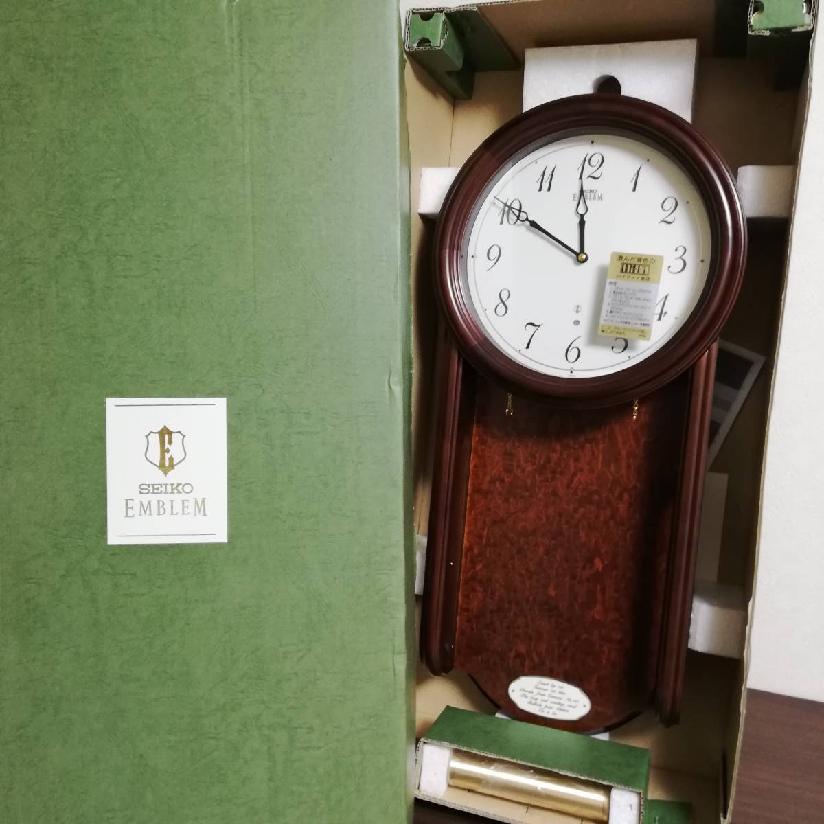 【未使用】未使用 SEIKO EMBLEM エンブレム HS351B メロディ報時機能付き Hi-Fi音源メロディ 掛け時計 振り子時計 柱 ...