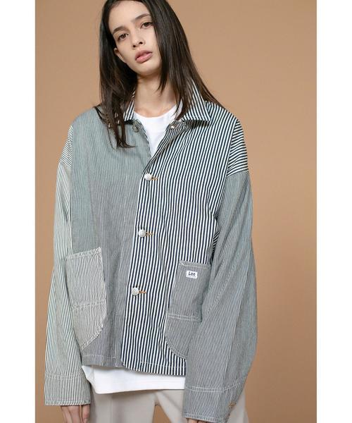 【未使用に近い】【 Lee × monkey time モンキータイム】ヒッコリー コットン カバーオール ジャケット M/オーバーサイズ LB0388 定価¥22,000 ユニセックスの落札 ...