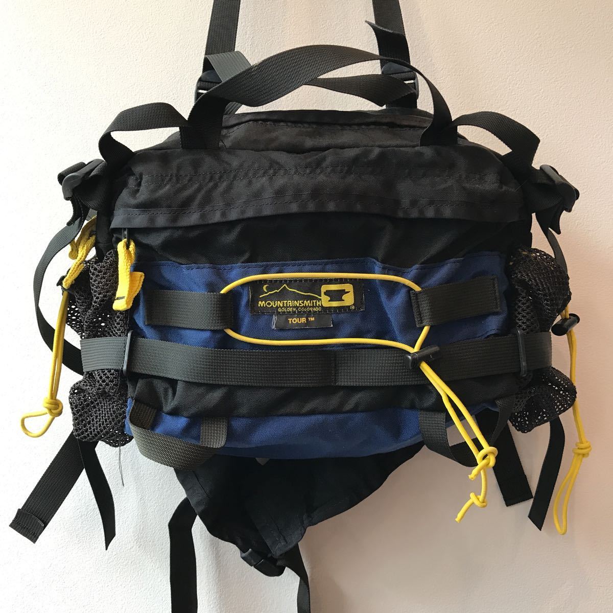 【やや傷や汚れあり】90's USA製 MOUNTAINSMITH マウンテンスミス TOUR ツアー 黒/紺 ウエストバッグ 3way ...
