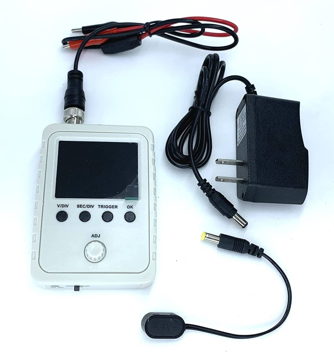 【未使用】ハンディ・オシロスコープ 【ACアダプターおよび9V電池コード付属】 100V電源と角形電池の両方に対応 日本語説明書 (CTG ...