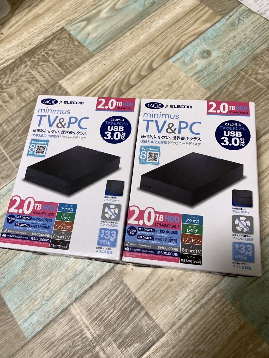 【未使用】★送料無料★新品未開封★ELECOM★2.0TB★TV&PC★USB3.0/2.0対応★外付けHDD2箱セット★minimus★外付けハードディスク★世界最小クラス★の落札情報詳細 ...
