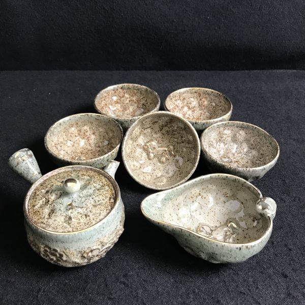 【やや傷や汚れあり】1円 九谷焼 十客煎茶器・金花詰 31-1066 煎茶道具 煎茶器 湯呑 急須 湯冷まし 工芸品 食器 和食器 保存箱付き ...