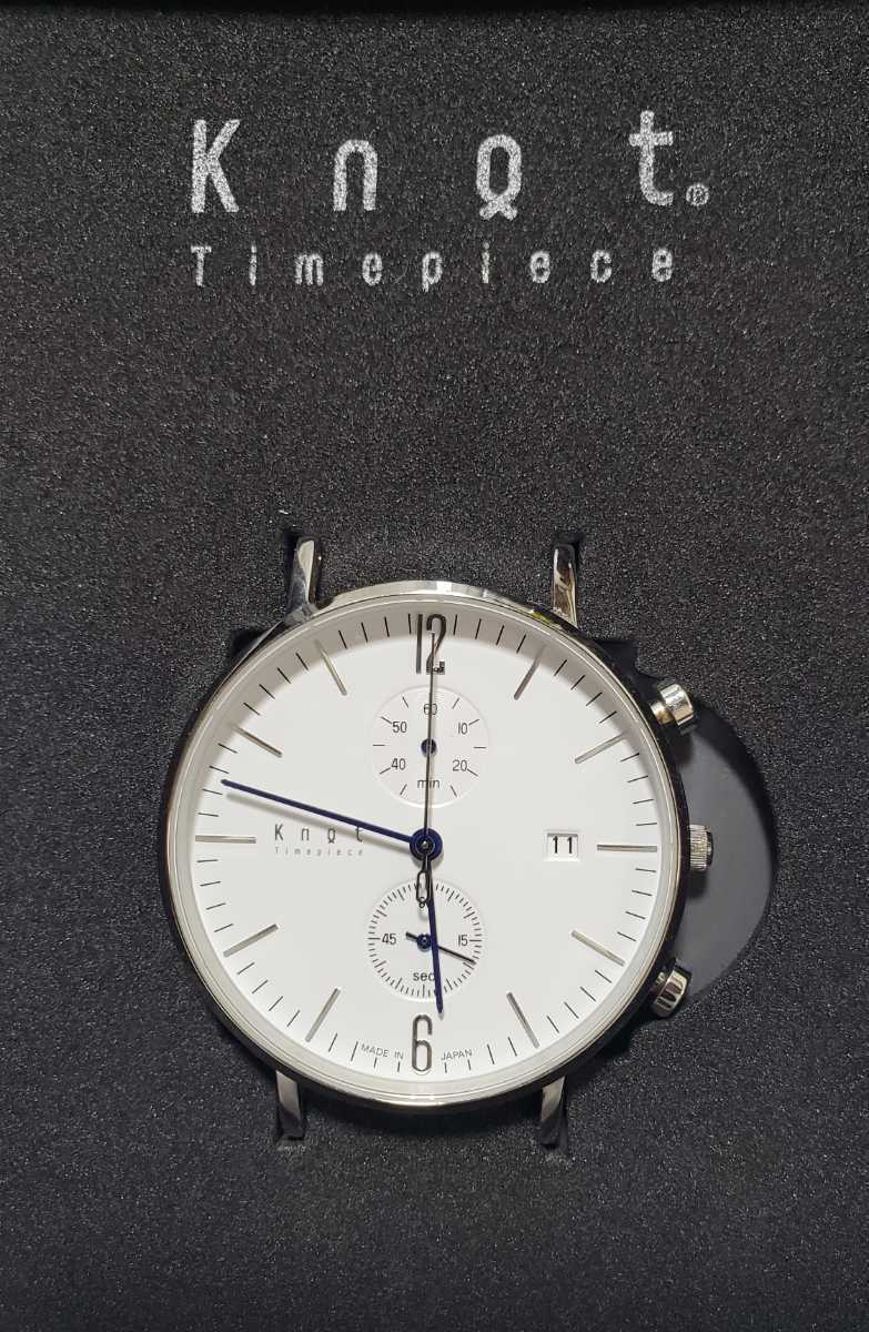 【目立った傷や汚れなし】良品/knot ノット/クラシックシリーズ クロノグラフ/CC-39/CC-39SVWH1/白×青/ストップウォッチ機能付き/サファイアガラス/腕時計/日本製の落札情報 ...