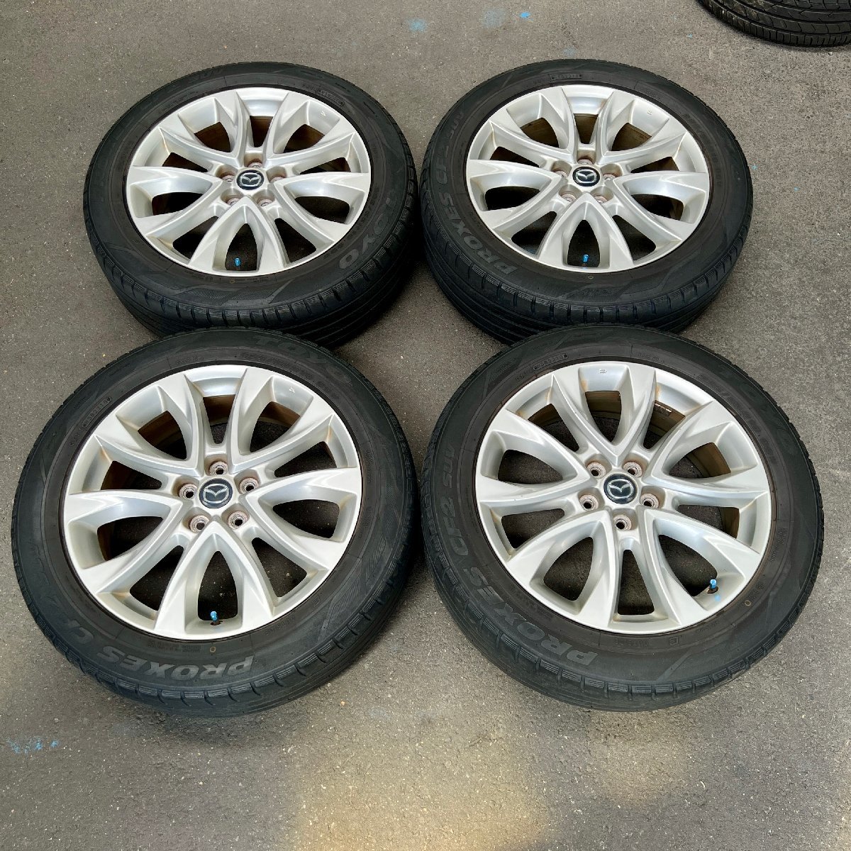 【傷や汚れあり】タイヤ付き純正ホイール4本セット CX-5 KE2AW 9965 03 7090 シルバー 19×7J +50 114.3 5 ...