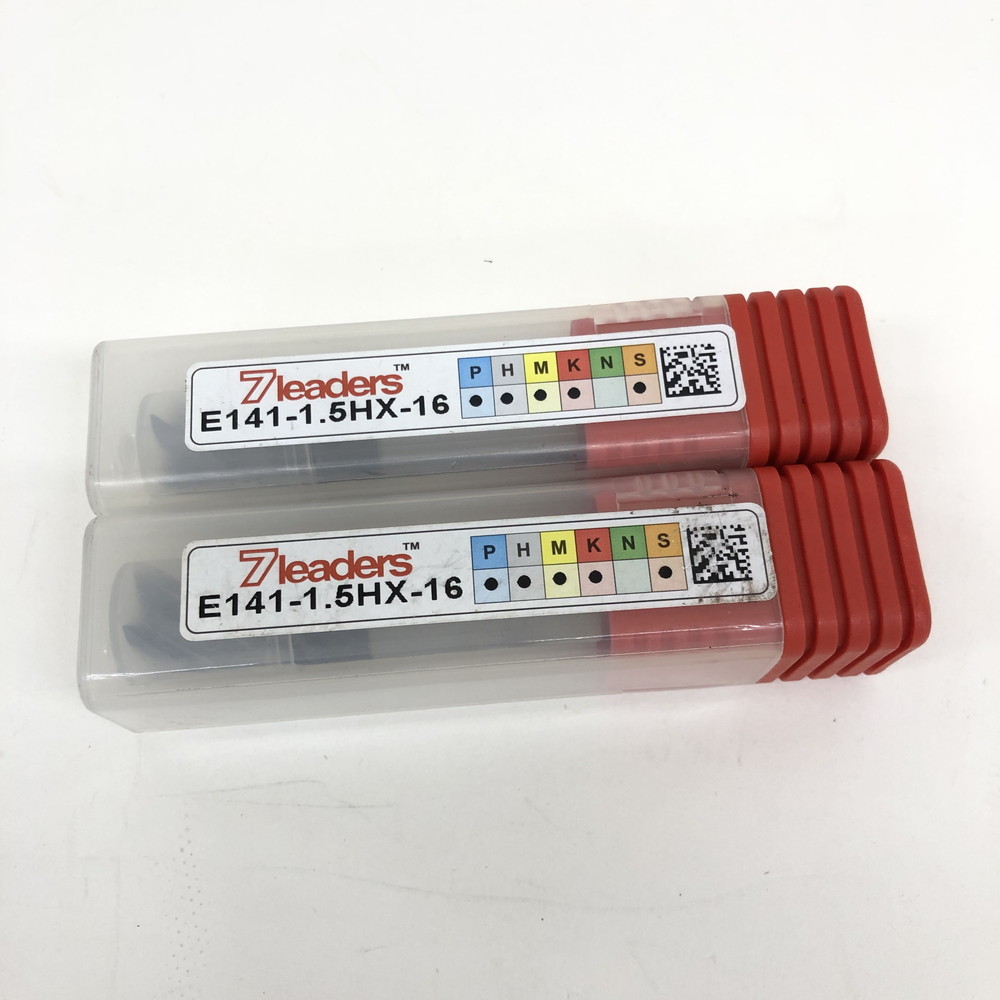 【未使用】【未使用】 7leaders セブンリーダース 超硬エンドミル E141-1.5HX-16 4枚刃 2本セット 超硬4枚刃不等分割 ...