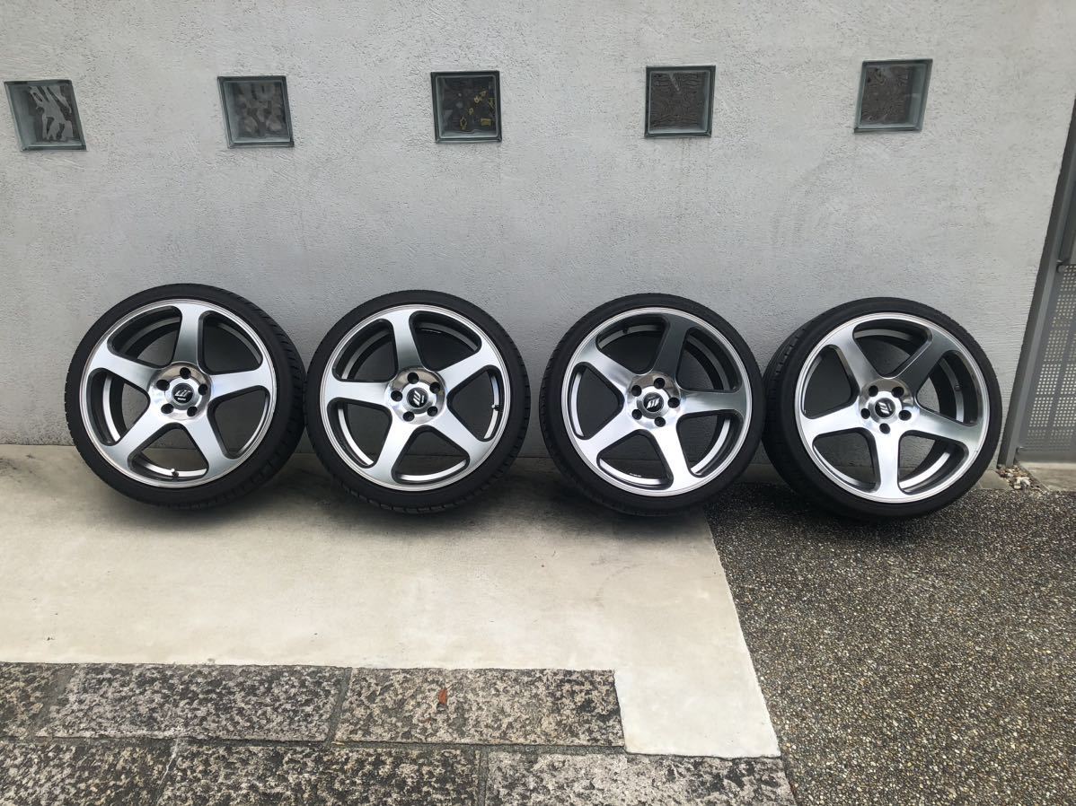 【傷や汚れあり】WORK RYVER S005 19inch Fr8.5J/+38 Rr9.5J/+38 Hankook ventus V12 evo2 Fr225/35/19 Rr255 ...