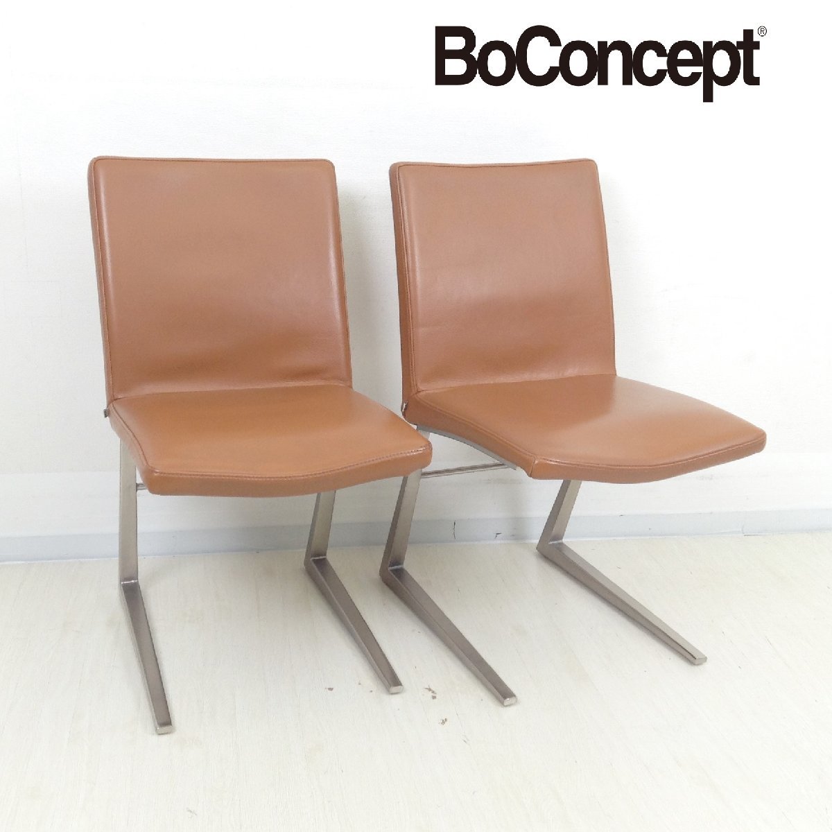 【やや傷や汚れあり】1107 BoConcept ボーコンセプト MARIPOSA マリポサ 本革 レザー ダイニングチェア 2脚セット アームレスチェア ブラウン/茶 ②の落札情報詳細 ...