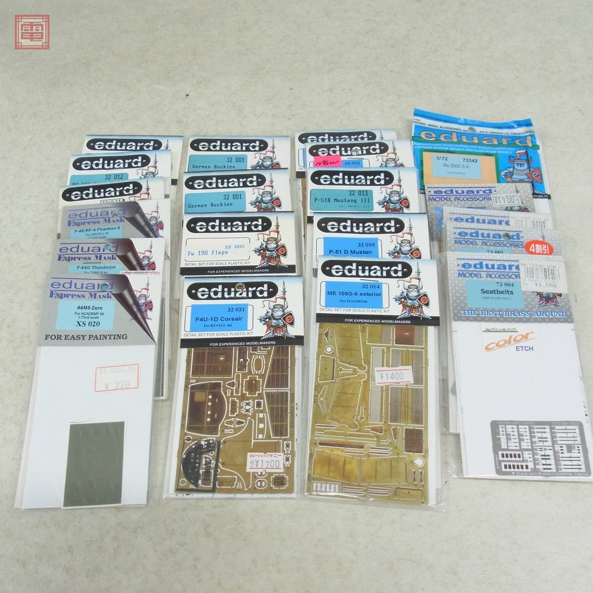 【未使用】未使用 エデュアルド 1/72 戦闘機模型用 エッチングパーツ マスキングシール 計20点set F4U-1D コルセア/F6F-3 ...