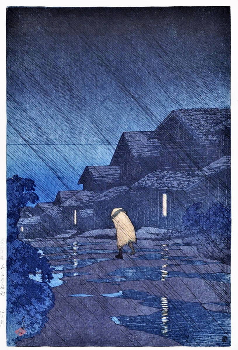 【目立った傷や汚れなし】 5作品 No55 川瀬巴水 越前和紙仕上 ①寺泊の夜雨②秩父長瀞③十和田湖千丈幕④飛騨中山七里⑤上野清水堂の雪 の
