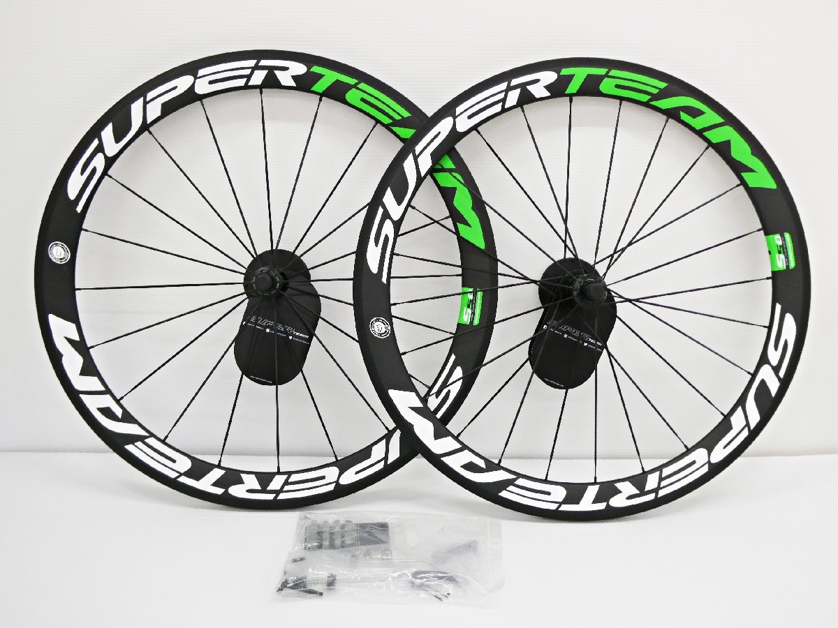 【未使用に近い】 C) 未使用!? 保管品 SUPERTEAM カーボンホイール S50 700c ETRTO/ISO 633 ERD 544 ホイールセット クリンチャーホイール 自転車 ...