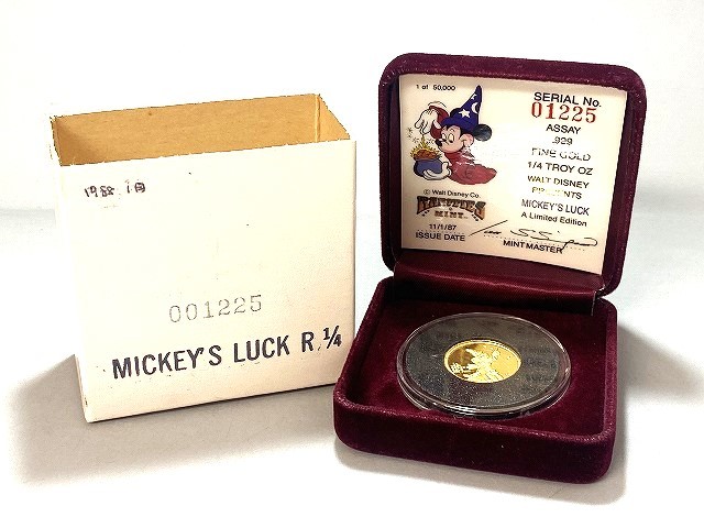 【未使用】希少 未使用 自宅保管品 ディズニー ミッキーマウス RARITIES MINT MICKEY'S LUCK 金貨 1/4 TROY ...