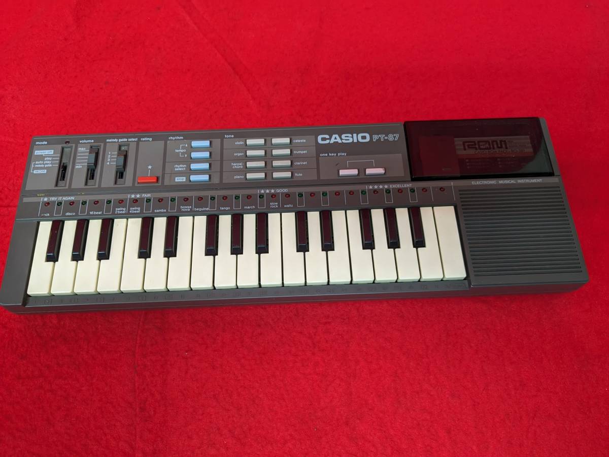 【傷や汚れあり】★☆CASIO PT－87 ELECTRONIC MUSICAL INSTRUMENT 簡易演奏実施 電池カバー有りません ...