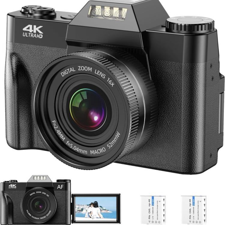 【未使用】デジカメ 4K 4800万画素AFオート3インチ 自撮りカメラ 16Xデジタルズーム Micro SDカード128GB対応 日本語説明書付き（2つの1500mAh電池）の落札情報詳細 ...