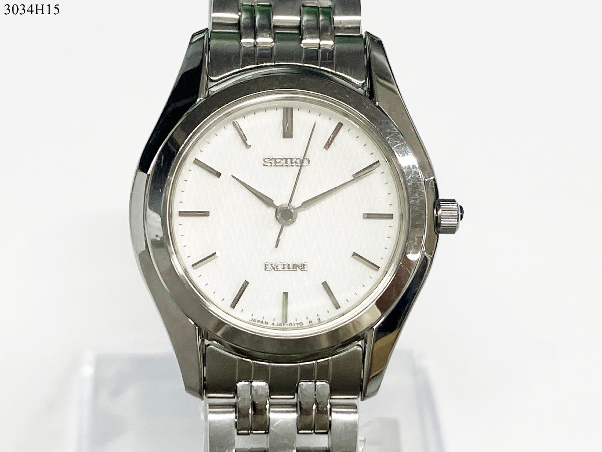 【傷や汚れあり】★稼働品 SEIKO セイコー EXCLINE エクセリーヌ 4J41-0100 クォーツ 3針 レディース 腕時計 純正 ...