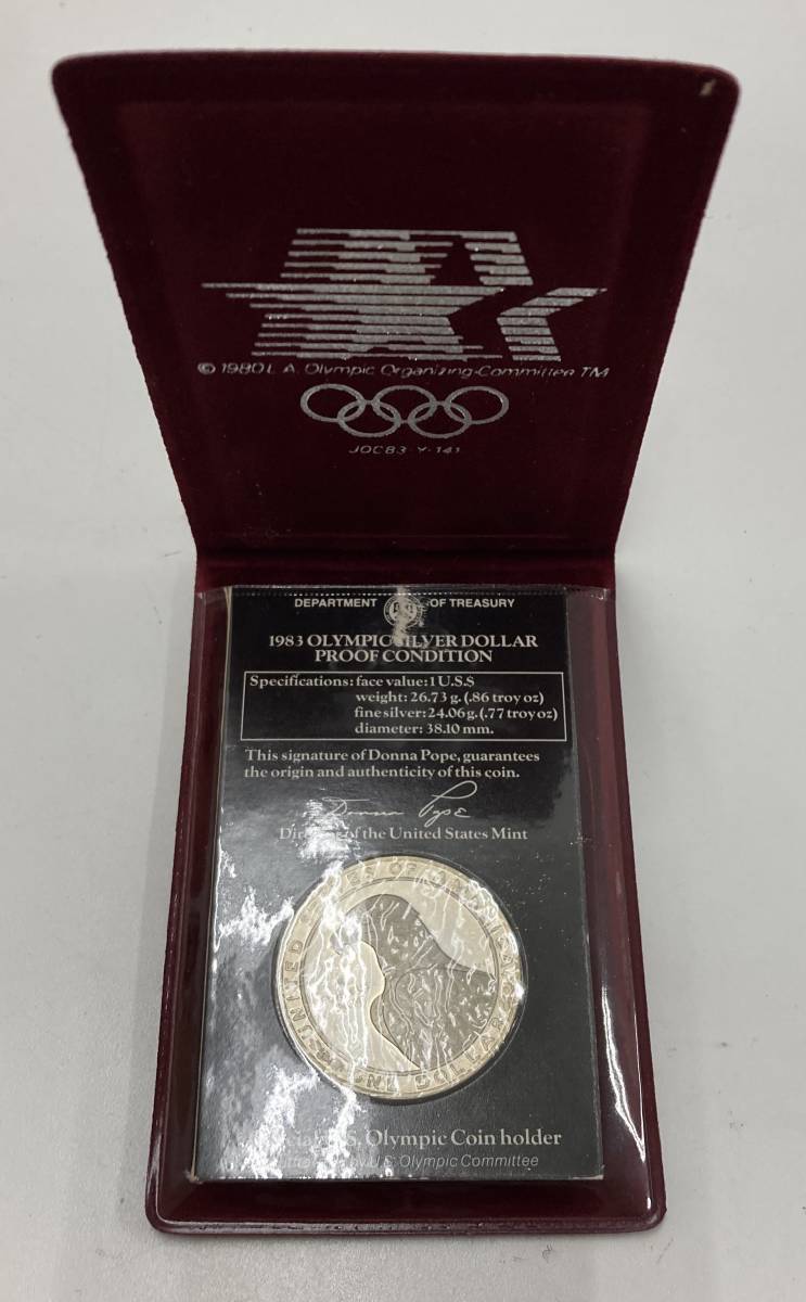 【未使用】23756 銀貨 シルバー SILVER 1dollar ドル 記念 コイン オリンピック 五輪 イーグル LA ロサンゼルス ...