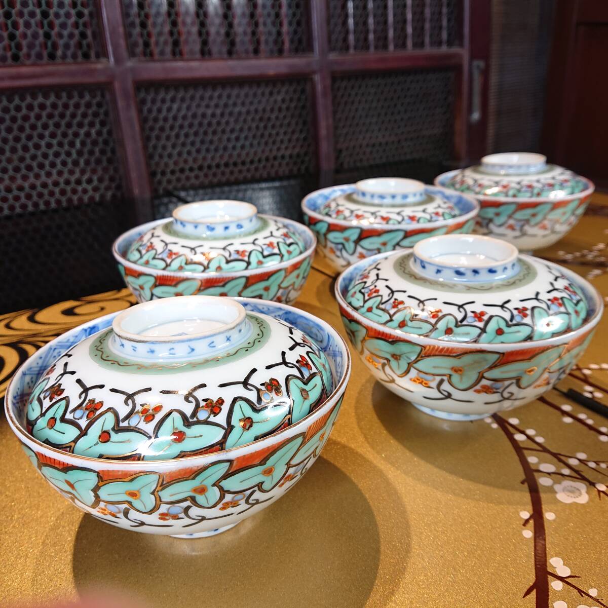 【目立った傷や汚れなし】A11-0226 越中 丸山焼 蓋茶碗 色絵 蔦文様 5客 美品 明治期の落札情報詳細 - Yahoo!オークション落札価格検索 オークフリー