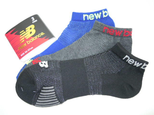 【未使用】送料最安♪人気ラスト1点〓new balance〓SHINY MESH★ソックス3足組〓通気性抜群〓25-27cm〓新品タグ付の落札 ...