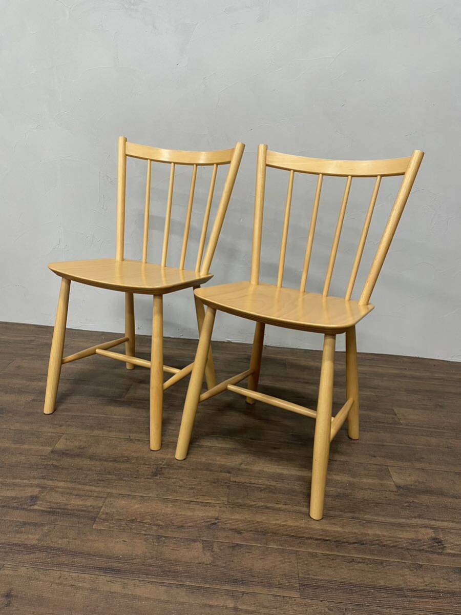 【やや傷や汚れあり】FREDERICIA フレデリシア ダイニングチェア J49 2脚セット ボーエ・モーエンセン 北欧 デンマーク ビーチ材 ...