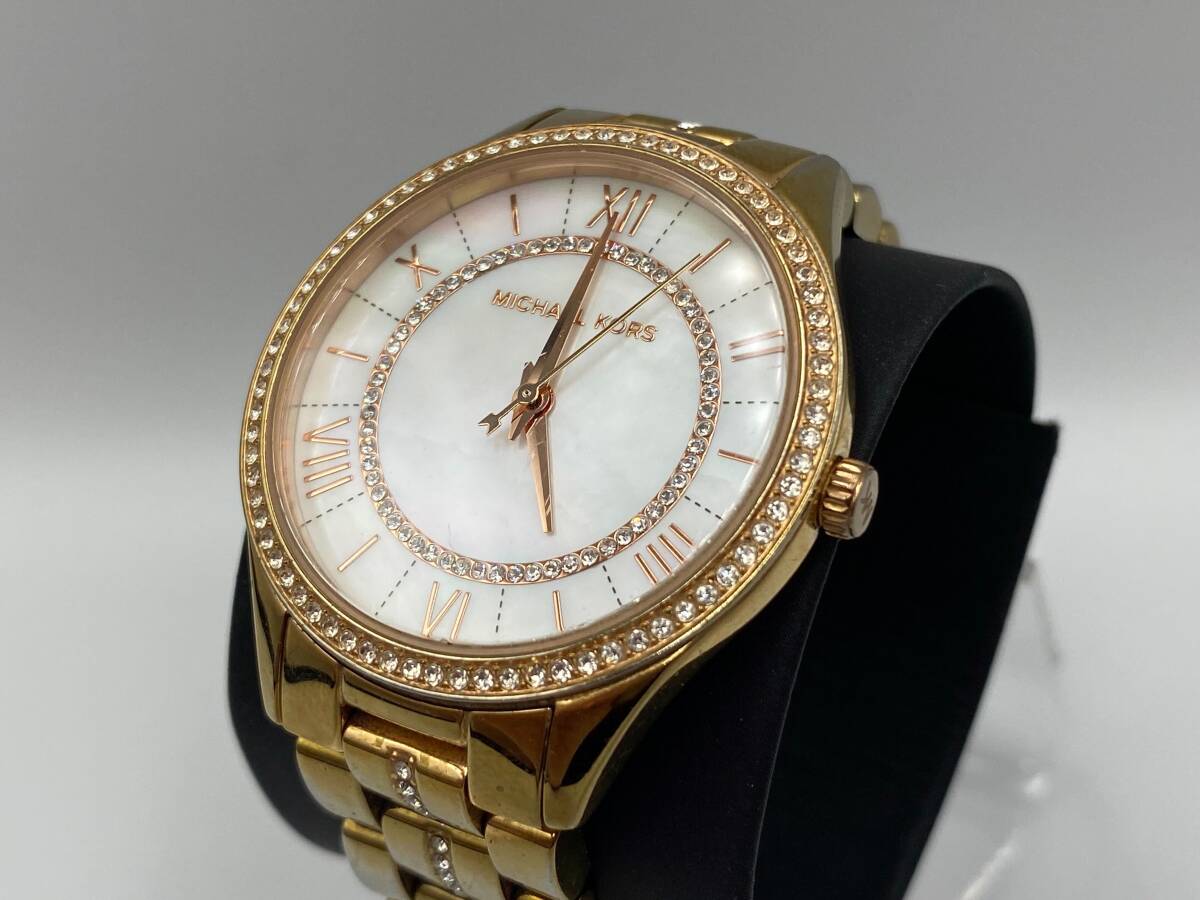 【目立った傷や汚れなし】♪A79443:MICHAEL KORS マイケルコース 腕時計 MK-3716 クオーツ シェル レディース 不動の ...