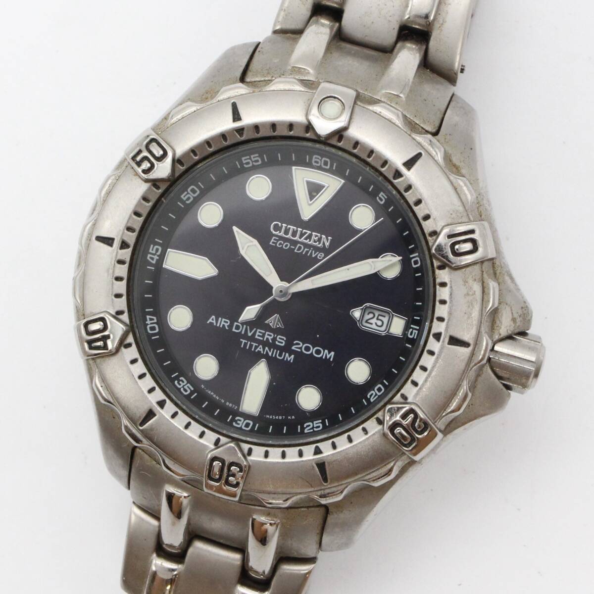 【傷や汚れあり】【CITIZEN シチズン】 Eco-Drive エコドライブ AIR DIVER’S 200m TITANIUM B872-H26035 デイト 電波ソーラー メンズ腕時計 ...