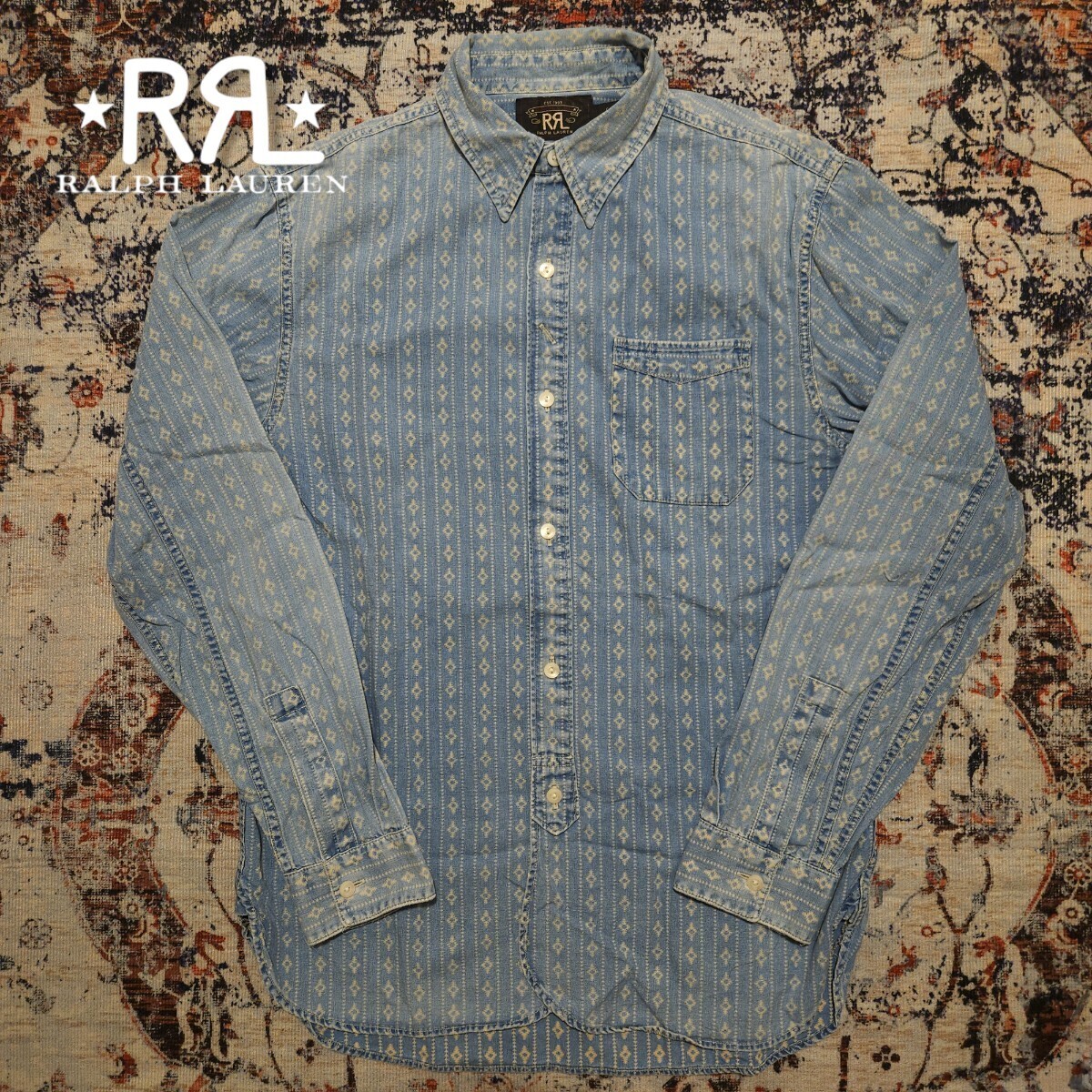 【目立った傷や汚れなし】【名作】 RRL Indigo Calico Wabash Work Shirt 【S】 インディゴ キャリコ ウォ ...