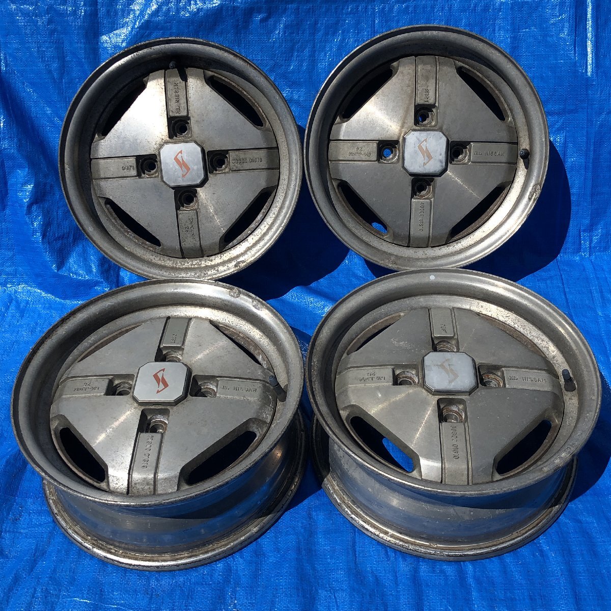 【傷や汚れあり】[24W00672K] 日産 スカイライン(DR30) 純正 アルミホイール 14×5.5JJ +25 14インチ PCD114.3/4H 4本セットの落札情報詳細 ...