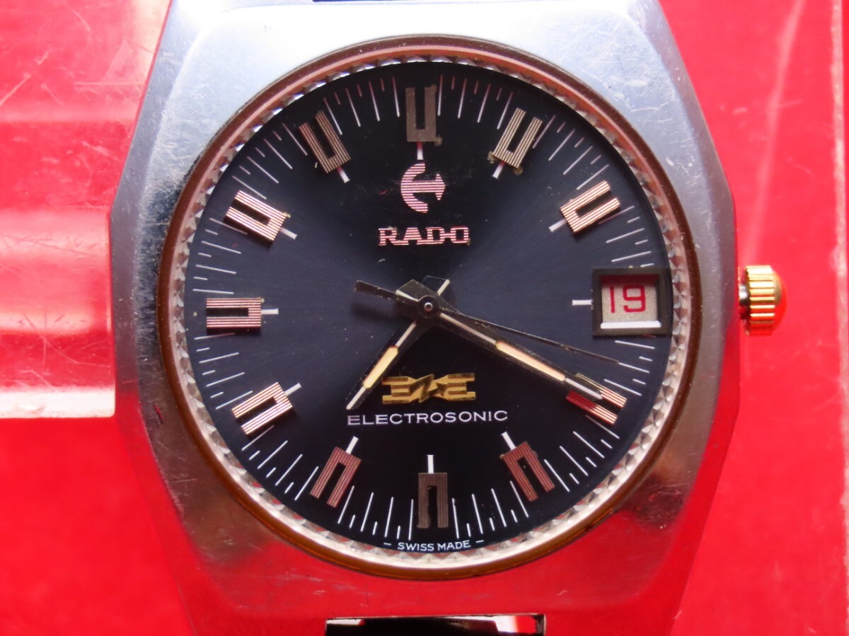 【中古】RADO/ラドー ELECTROSONIC エレクトロソニック 3針デイトQZ 音叉式 スイープ運針 超硬ケース 740.0504.3 ...