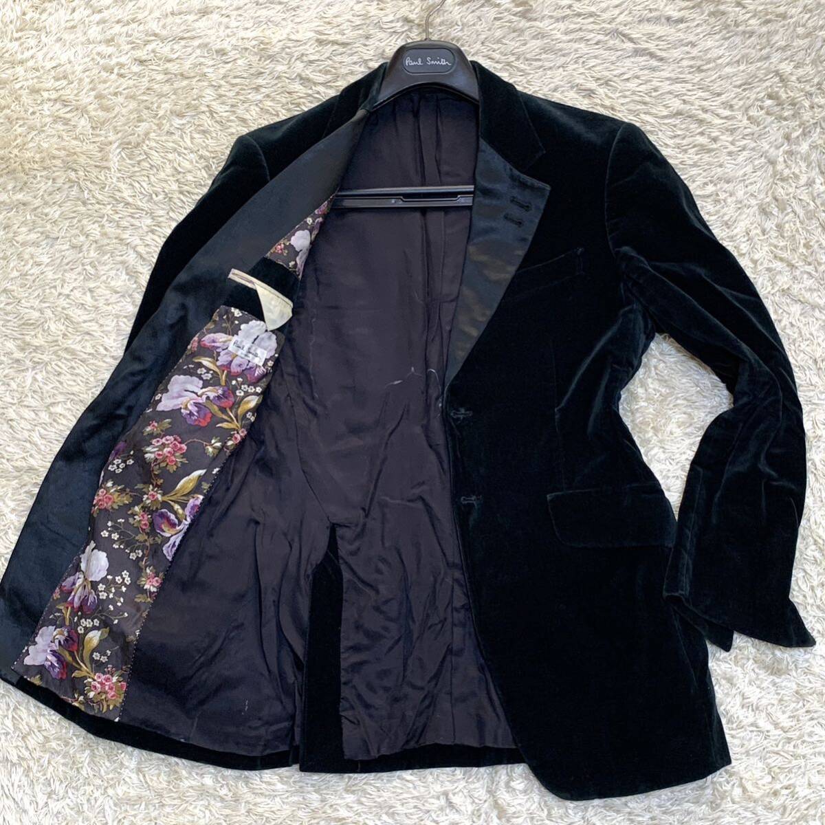 【目立った傷や汚れなし】ポールスミス『魅惑の逸品』Paul Smith テーラードジャケット L 花柄 裏地総柄 パイピング ベロア ベルベット 色気 ブラック 黒 秋冬 1円の落札情報詳細 ...
