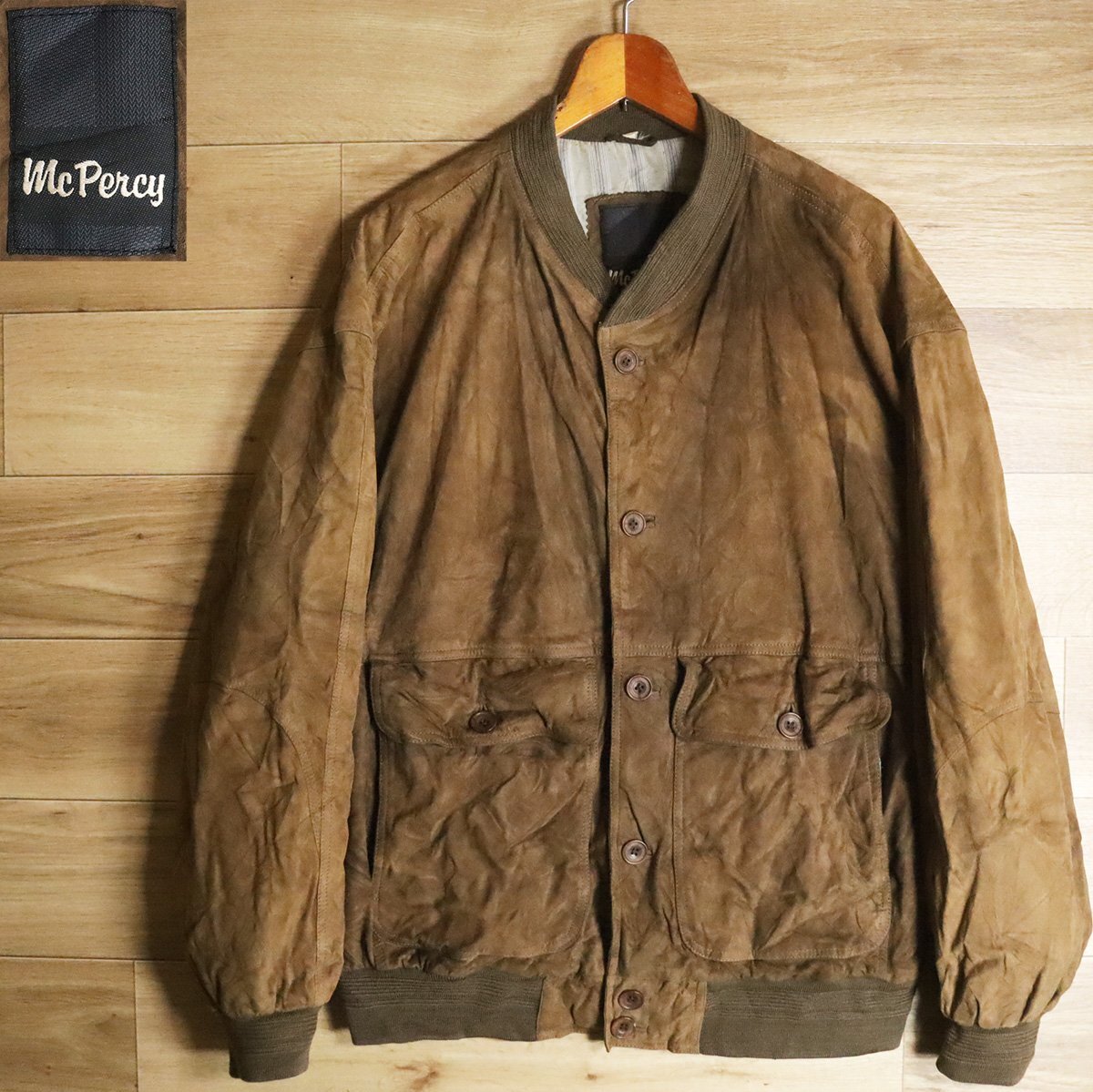 【目立った傷や汚れなし】J6J/Y8.28-4 ドイツ古着 Mc Percy 本革 スウェード ヌバックレザージャケット フライトジャケット ...