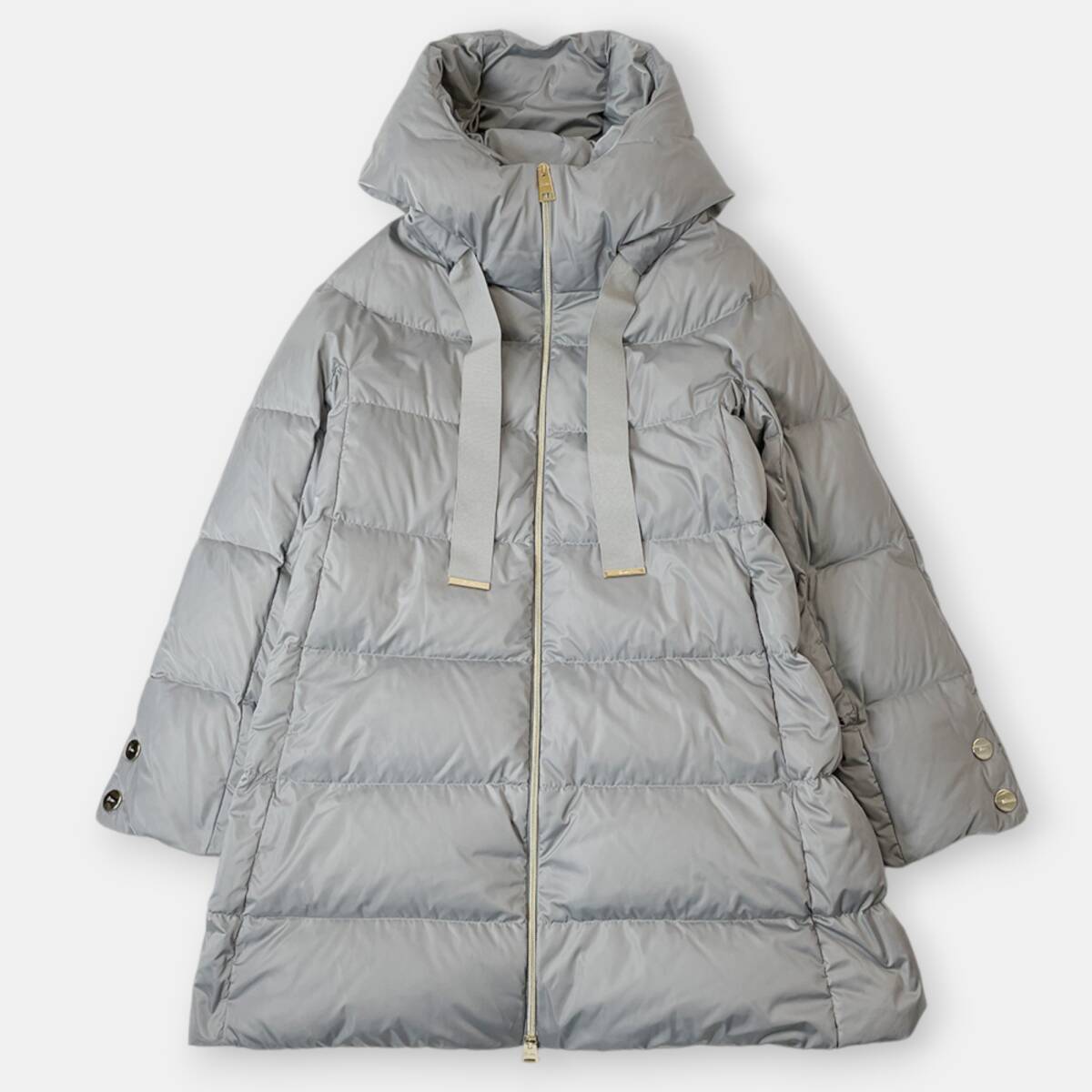 【目立った傷や汚れなし】HERNO ヘルノ 21AW Aライン ポーラテック ダウンコート ジャケット 42 M グレー POLAR-TECH ...