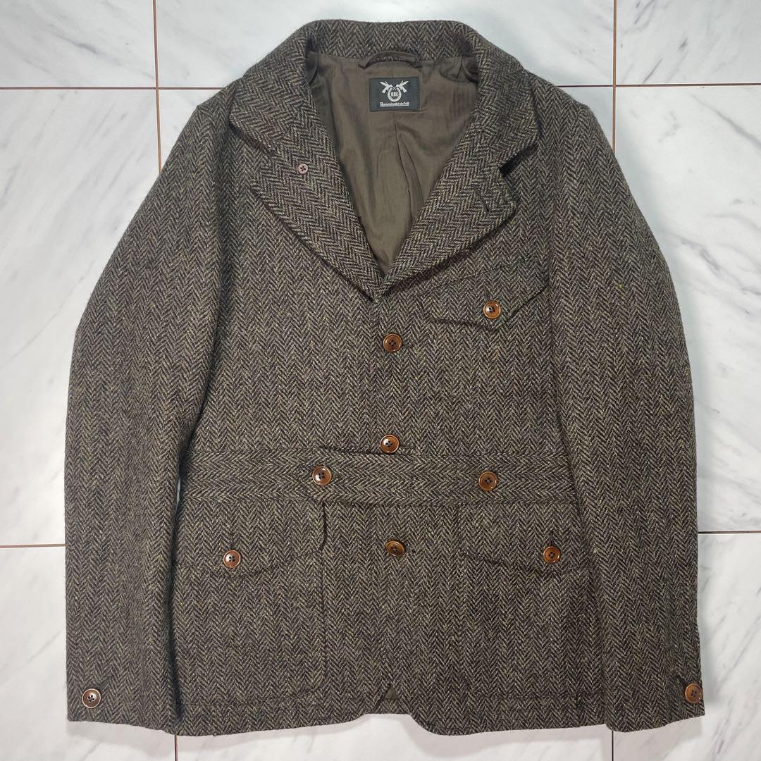 【目立った傷や汚れなし】極美品 Harris Tweed/Soundman/HBH 日本製 ハリスツイード サウンドマン ノーフォークジャケット ヘリンボーン 秋冬 ブラウン 茶 36の落札 ...