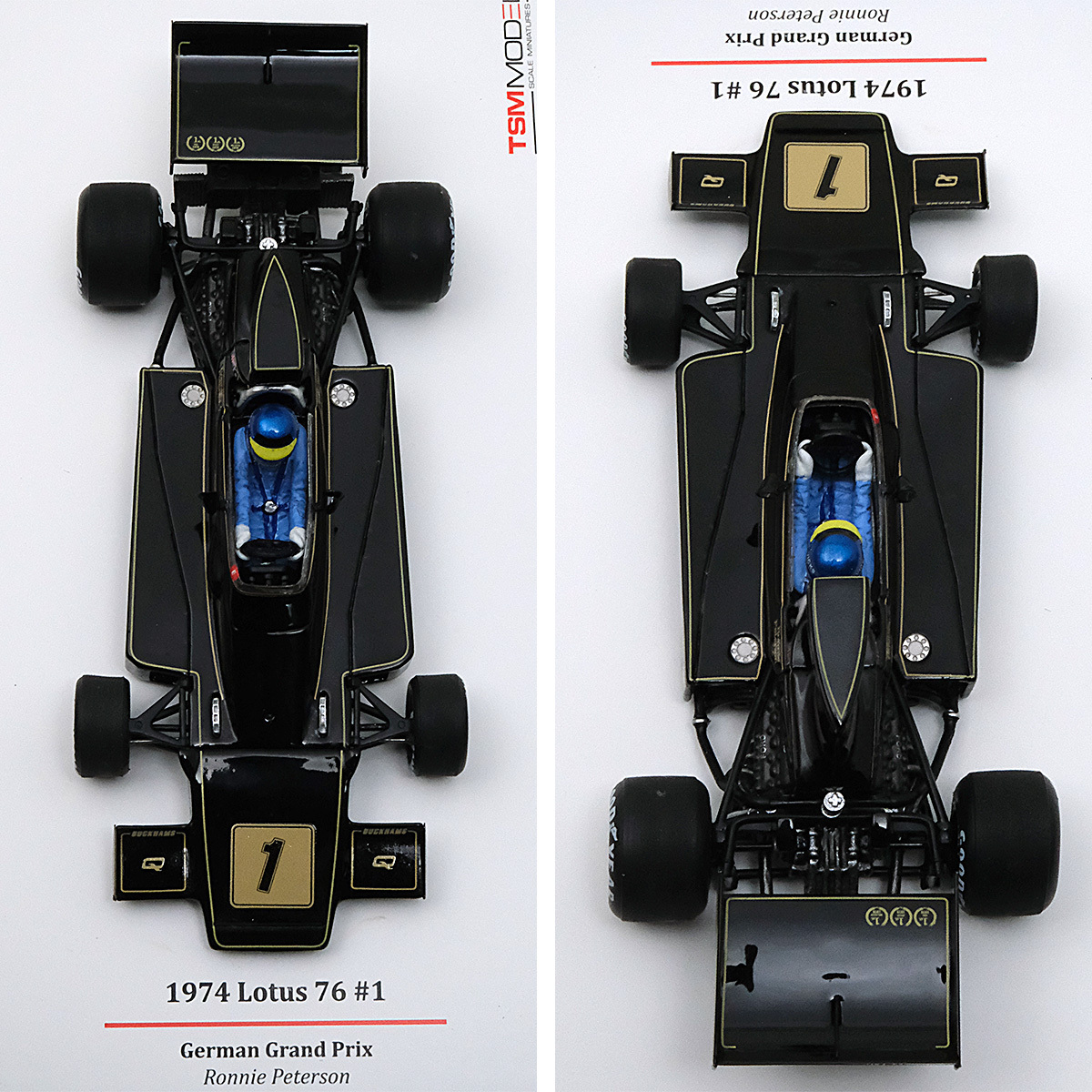 【やや傷や汚れあり】TSMモデル 1/43 LOTUS 76 ＃1 ロータス76 / ロニー・ピーターソン 1974 ドイツGP JPSデカール + 1976年、1977年日本GP撮影 生写真 ...