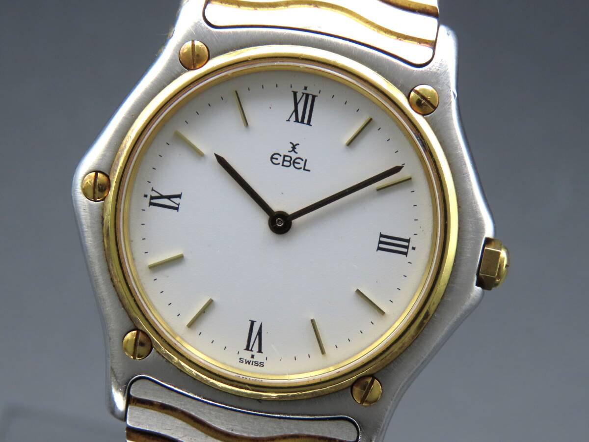 【傷や汚れあり】1円～! 稼動品★正規品 EBEL エベル 181909 クラシックウェーブ YGベゼル クォーツ 純正ブレス ヴィンテージ ...