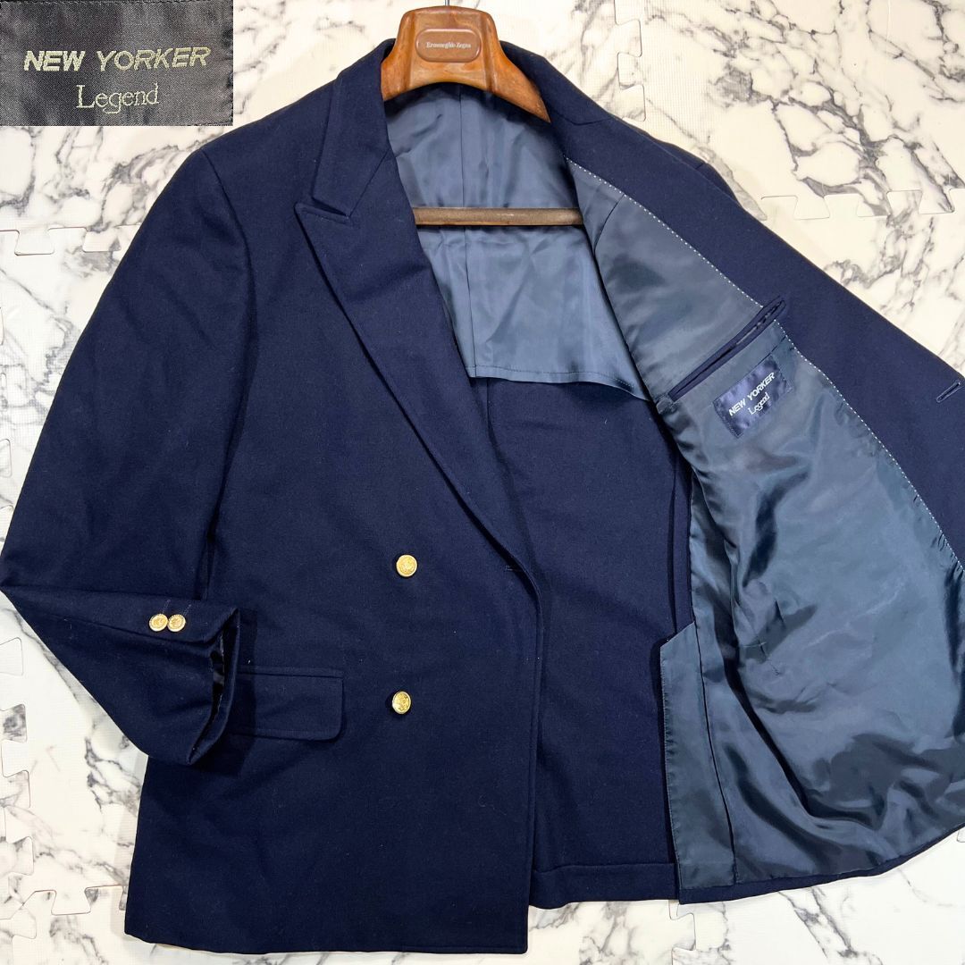 【目立った傷や汚れなし】最高級ライン/美品 (AB6/XL位) NEWYORKER LEGEND ニューヨーカー レジェンド ダブル テーラード ジャケット ウール 紺ブレザー 金ボタンの落札 ...