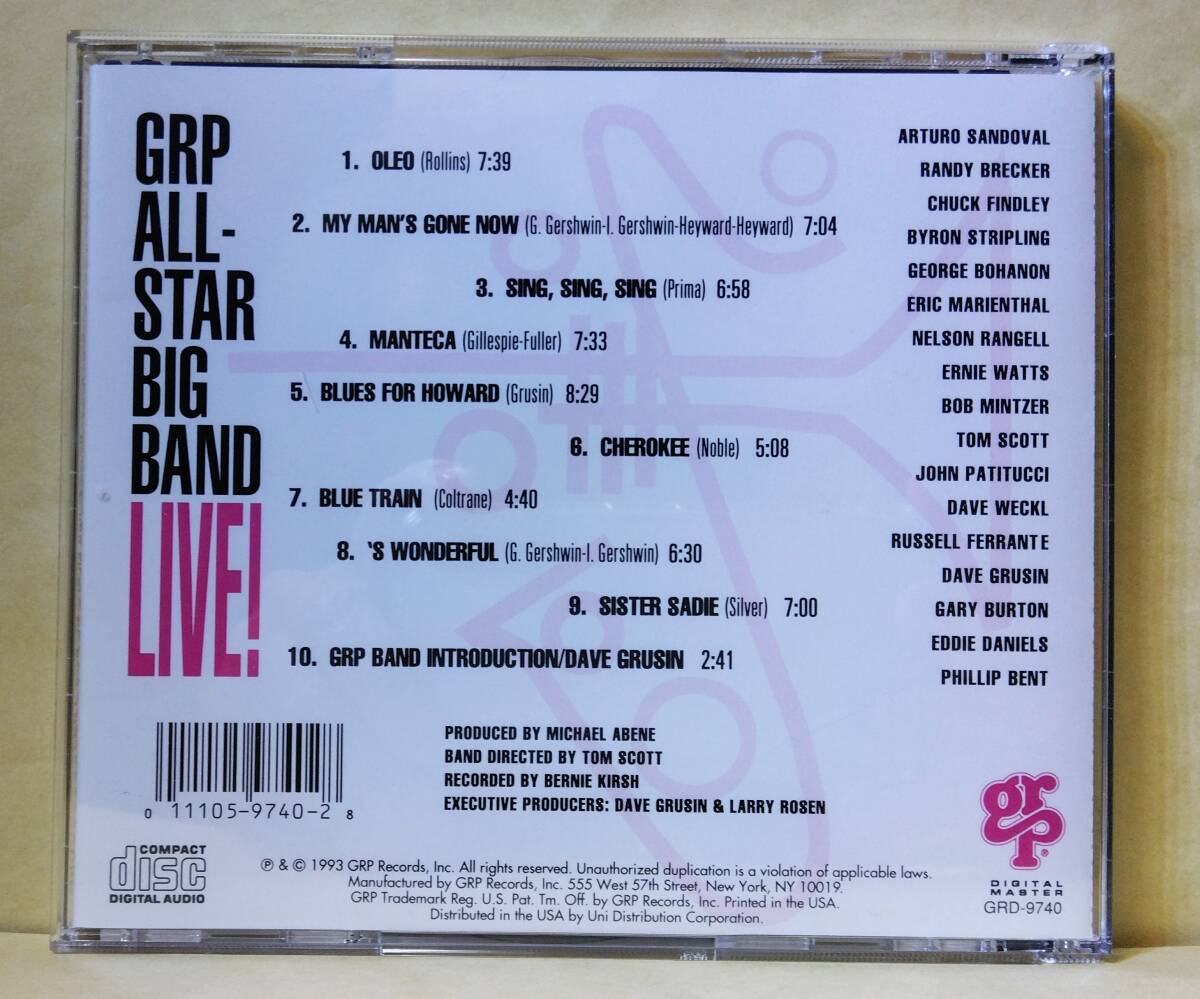 【目立った傷や汚れなし】♪即決/ GRP All Star Big Band Live(GRPオールスタービッグバンドライブ)輸入版の落札情報 ...