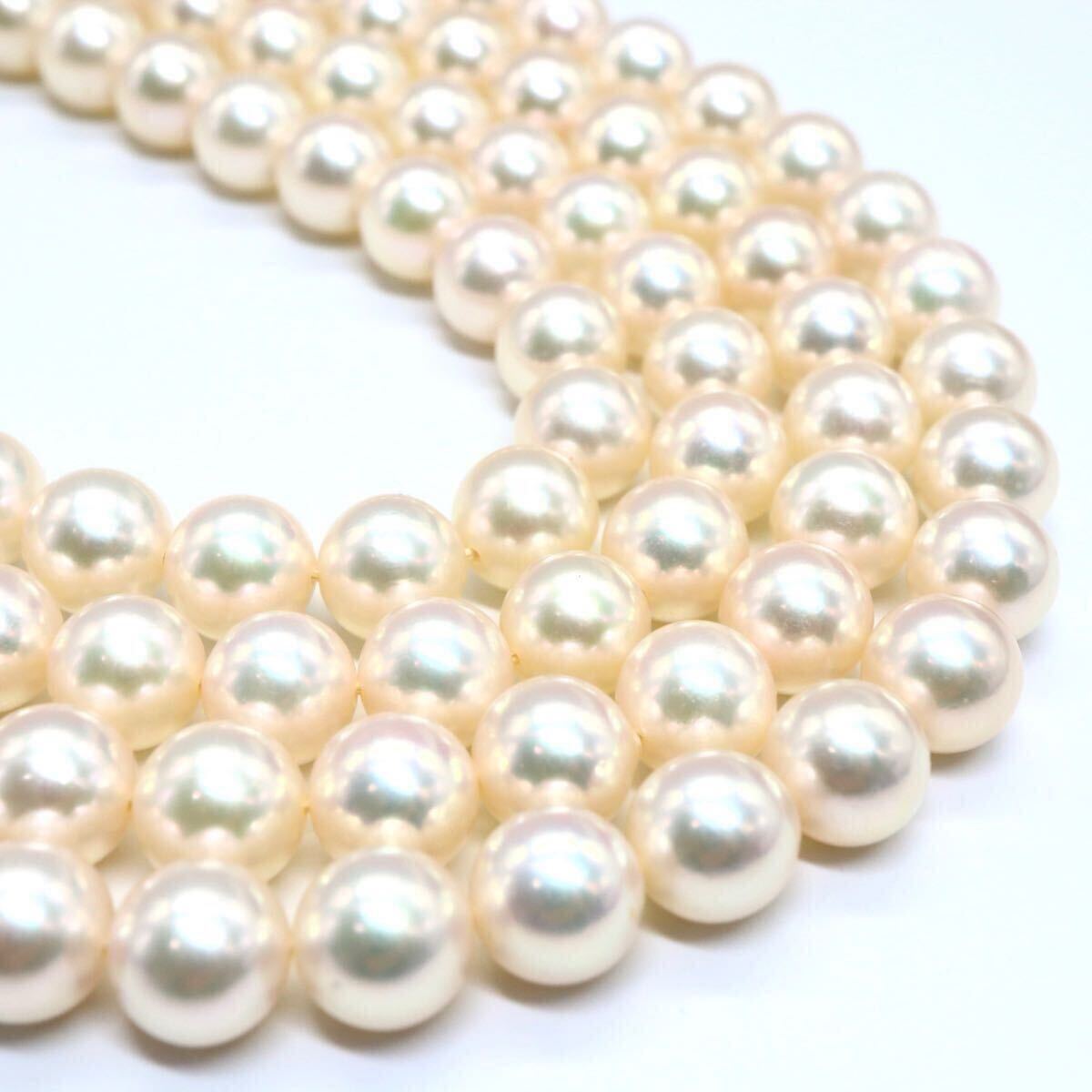 【目立った傷や汚れなし】1円〜!!美品!!テリ抜群!!MIKIMOTO(ミキモト)《K18 アコヤ本真珠2連ネックレス》D 約93.8g 約59.5cm 約7.0-7.5mm珠 マチネー ...