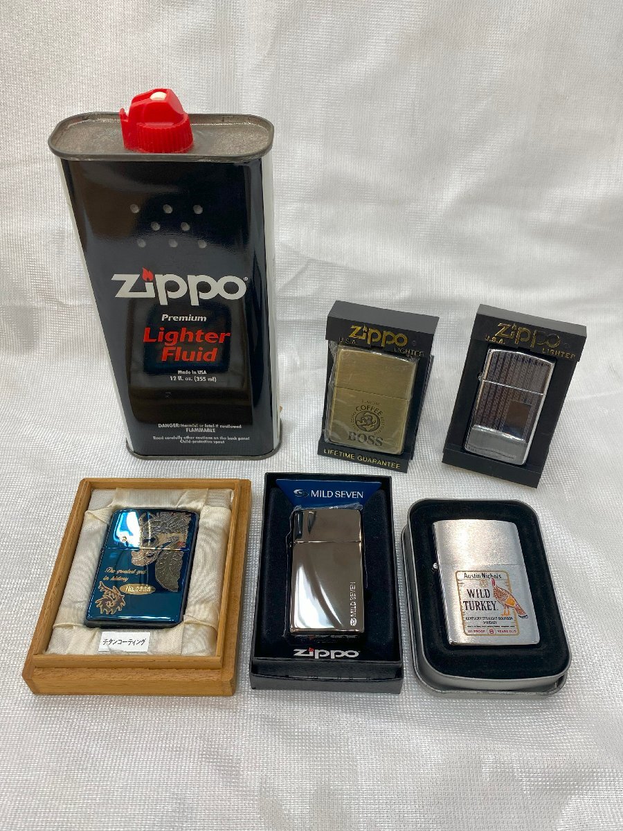 【全体的に状態が悪い】【6YH明 10004F】★1円スタート★ZIPPO★ジッポ★SUNTORY★BOSS COFFEE★MILD ...