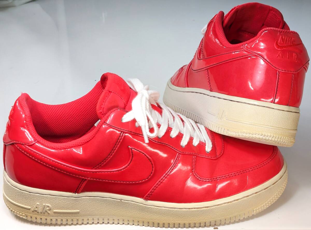 【目立った傷や汚れなし】【美品・USED/レア・リミテッドモデル/エナメル素材/替紐付き】NIKE AIR FORCE Ⅰ 07 LV8 'Ultraviolet SirenRed' サイズ ...