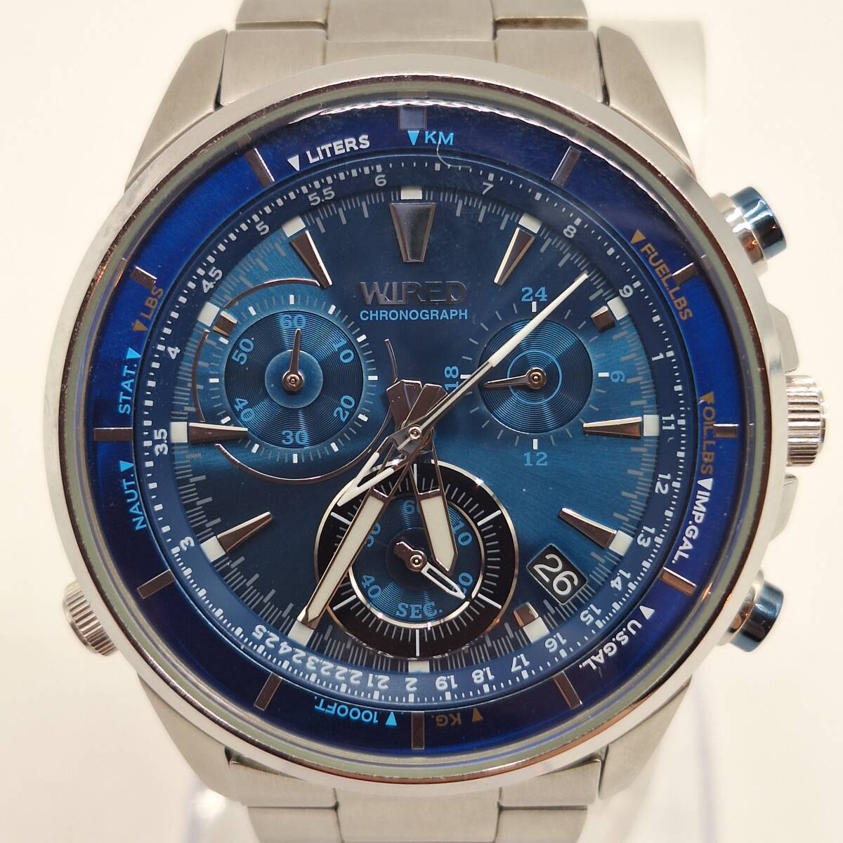 【目立った傷や汚れなし】SEIKO WIRED セイコー ワイアード クロノグラフ VK68-KX20 ブルー クォーツ メンズ 腕時計 稼働 ...
